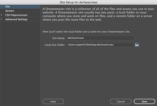 Site Definition in Dreamweaver CS5